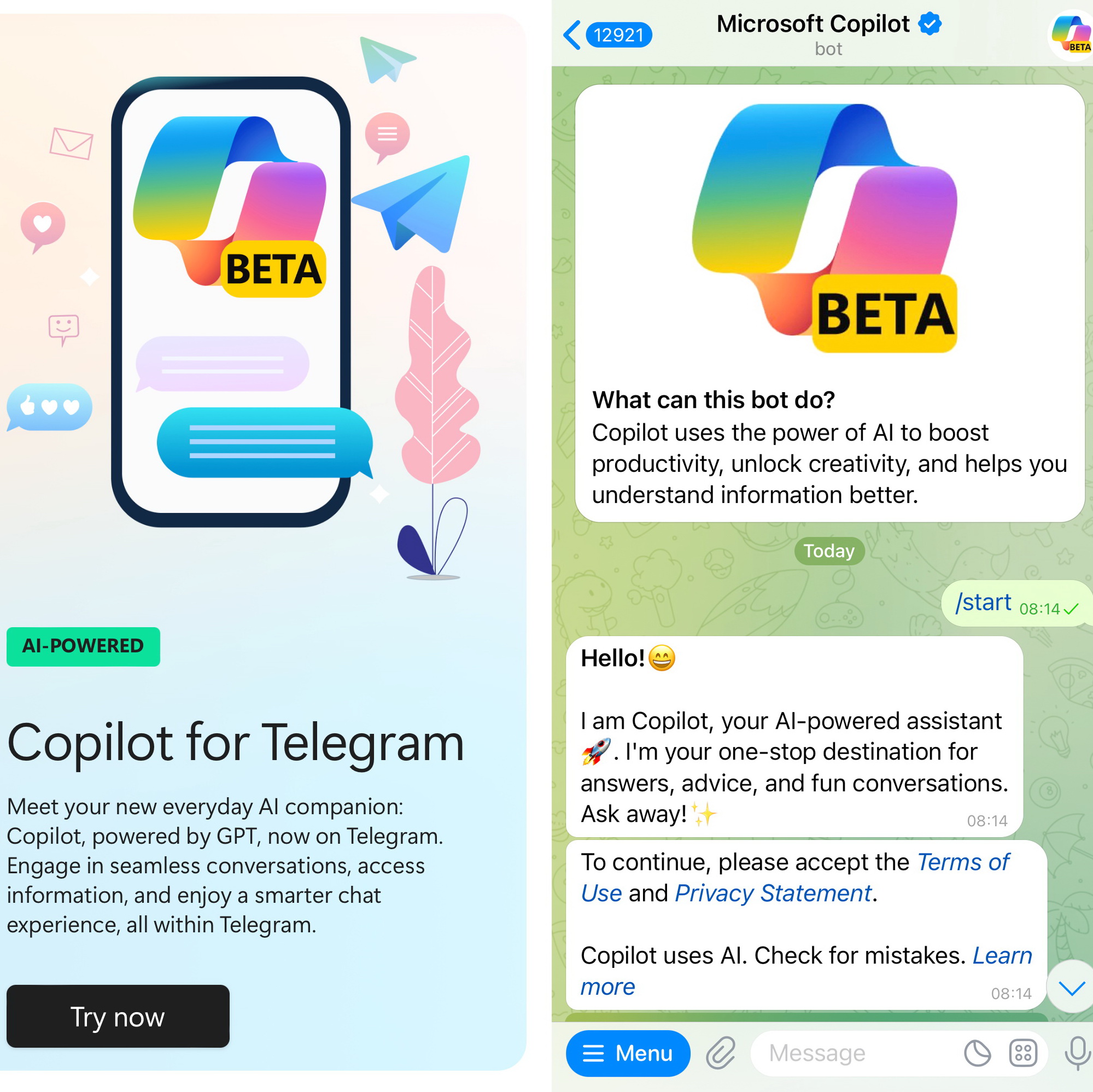 Copilot for Telegram｜由GPT模型及Bing搜尋支援 限每日提問30次 - EJ Tech